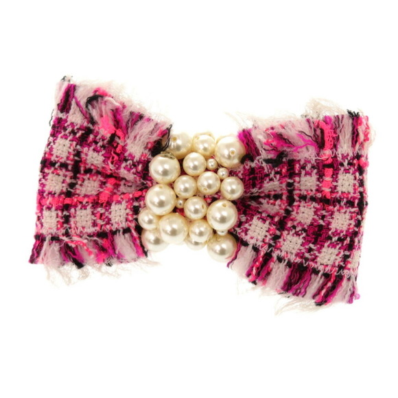 CHANEL | Bags | Chanel Barrette Tweed Faux Pearl Pink Coco Mark 740 ...